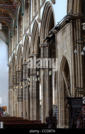 Interior of a Norman church, Saint Cuthberts church Norham in Stock ...