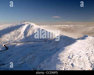 Snow covered Mam Tor in the Peak District Derbyshire near Castelton ...
