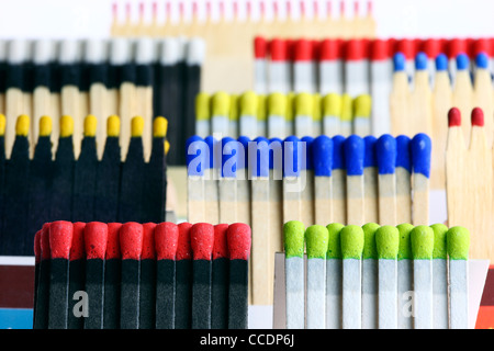 Matches, different colors and different sizes, forms, designs Stock ...