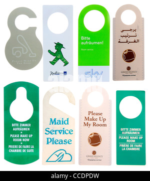 Hotel room signs. Indicate service wishes of the hotel guest. Don not ...