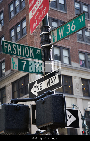 Fashion Avenue and 7th Avenue street signs, New York, USA Stock Photo ...