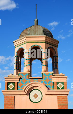 Scenic view of Bell tower in courtyard of colorful Heian Jongu shrine ...