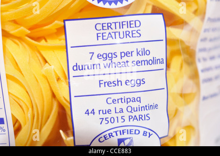 Nutrition information on pasta package Stock Photo - Alamy