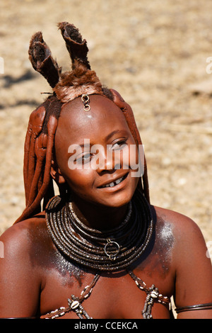 Married Himba woman with braided hair and erembe near Opuwo, Namibia ...