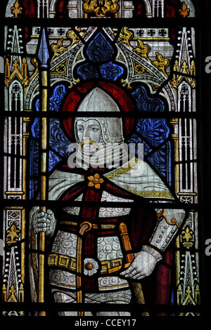 Stained glass window with Christian Cross Stock Photo - Alamy