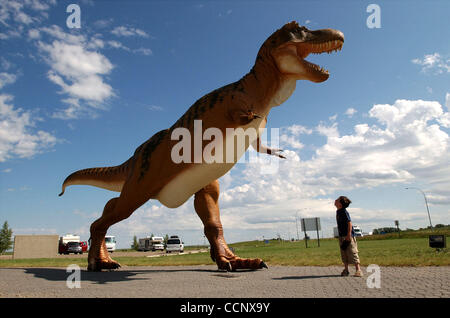 Jun 15, 2003; Milk River, ALBERTA, CANADA; A full sized T-Rex model ...