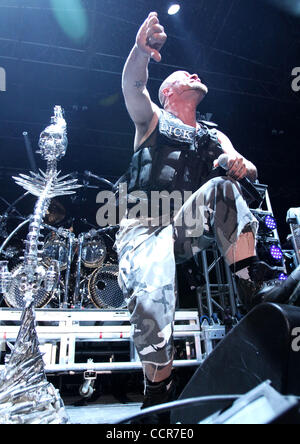 Lead singer Ivan Moody of band Five Finger Death Punch performing on ...