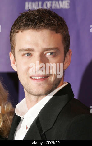 Singer Justin Timberlake poses at the Rock and Roll Hall of Fame ...