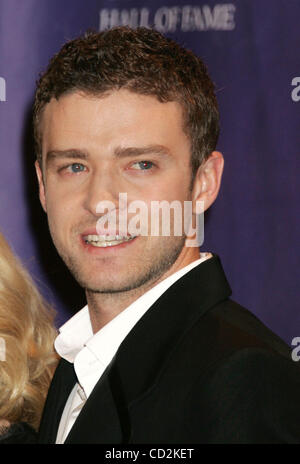 Singer Justin Timberlake poses at the Rock and Roll Hall of Fame ...