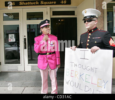 Tighe Barry, left, a "Pink Marine" with Code Pink, confronts a real ...