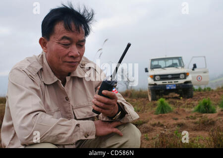 UXO Laos bomb disposal personnel using an Ebinger UPEX 740M metal ...
