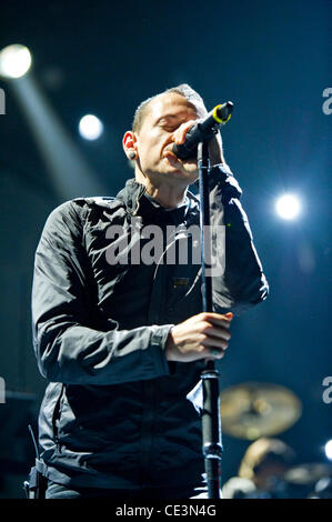 Linkin Park performing at the O2 Arena. London, England - 11.11.10 ...