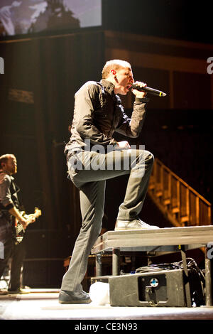 Linkin Park performing at the O2 Arena. London, England - 11.11.10 ...