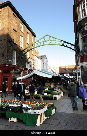 entrance to newgate market york england uk Stock Photo - Alamy