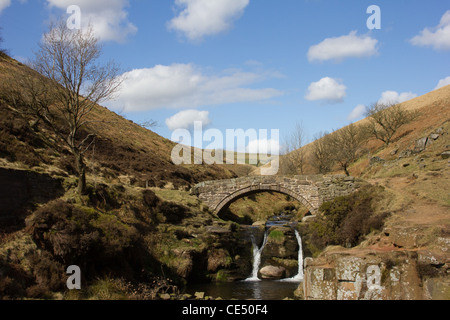 River Dane and Packhorse Bridge at Three Shire Heads-also known as ...