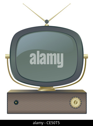 Vintage, retro television set isolated on white background - 3D ...