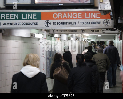 Boston Metro MBTA Orange Line interior at Oak Grove Station in Malden ...
