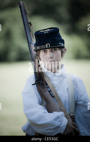 A young Civil War soldier-boy at the Fort Stanton Live reenactment ...