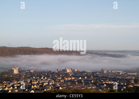 Elland Halifax west yorkshire England beautiful landscape with fog ...
