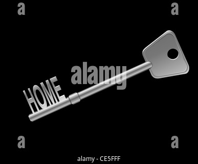 Illustration depicting a single key with a 'home' concept reflecting ...
