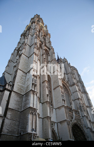 The Antwerp city skyline, with the huge cathedral tower of 1521 and the ...