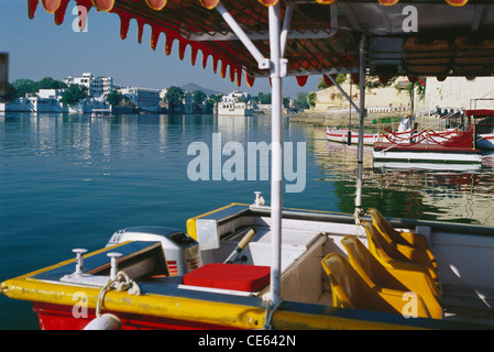 Tourist Boat on Lake Pichola with the City Palace in the background ...