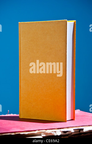 Yellow blank book in upright position Stock Photo - Alamy