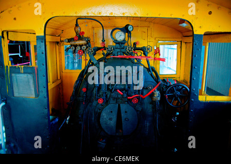 a steam locomotive engine room with the boiler and valves Stock Photo ...