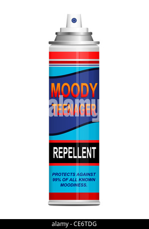 Illustration depicting a single aerosol spray can with the words ...