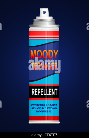 Illustration depicting a single aerosol spray can with the words ...