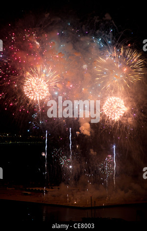 Fireworks Palma de Majorca Mallorca sea water night San Sebastian ...