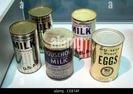 WW2 tinned powdered eggs and milk made in USA Stock Photo - Alamy