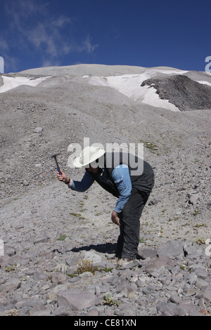 geologist study ash lava outside of crater Mount St Helens Volcano National monument Stock Photo ...