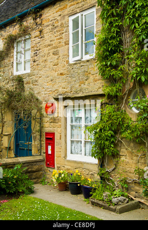 cottage and Post office in Edensor village Chatsworth estate Derbyshire ...