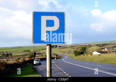 Parking Sign near layby in wales Stock Photo - Alamy