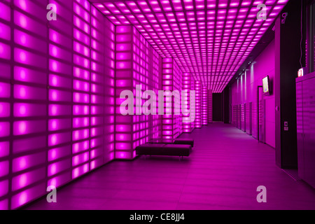 Pink lighting wall lobby / entrance room to night club or disco Stock ...
