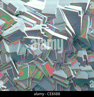 Sucrose crystals, coloured scanning electron micrograph (SEM). Sucrose ...