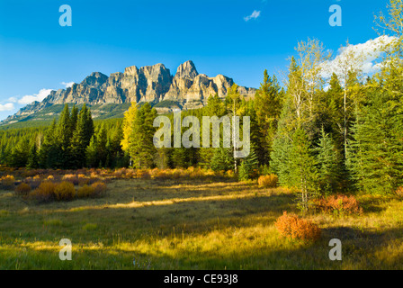 Monolithic Castle Mountain from Bow Valley Parkway Banff National Park ...