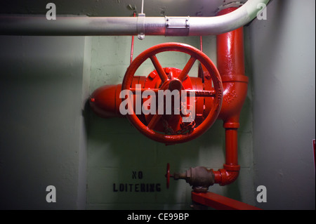 Multiple valve red fire department standpipe outside building Stock ...