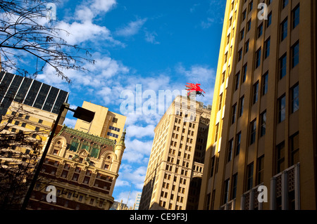 Downtown Dallas Red Flying Pegasus Horse Texas USA Stock Photo - Alamy