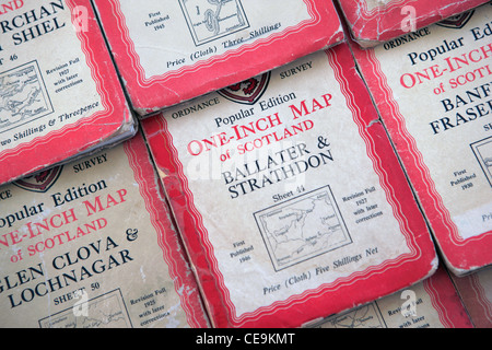 Old cloth Ordnance Survey one inch maps Stock Photo - Alamy