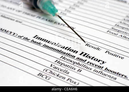 Immunization history form Stock Photo - Alamy