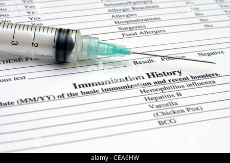 Immunization history form Stock Photo - Alamy