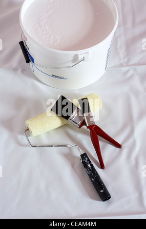 paint brush and roller for decoration Stock Photo - Alamy