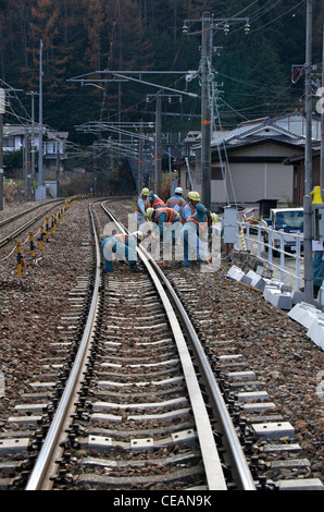 Track maintenance of Chuo Main Line near Narai railway station Nagano ...
