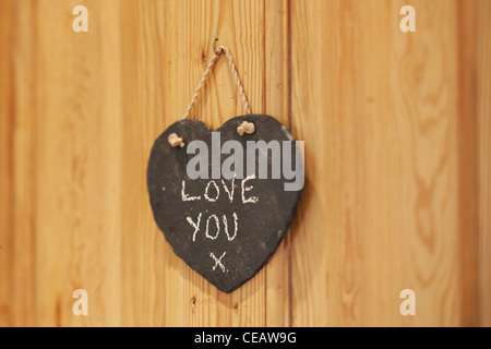 Heart shaped slate message board Stock Photo - Alamy