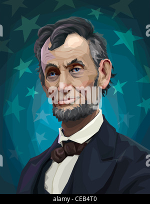 American President Abraham Lincoln, vector based framed portrait Stock ...