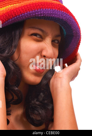 A young girl frowning in concentration, close-up of face Stock Photo ...
