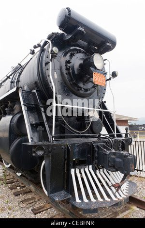 Canadian National 6015 Steam Engine on display in the center of Jasper ...