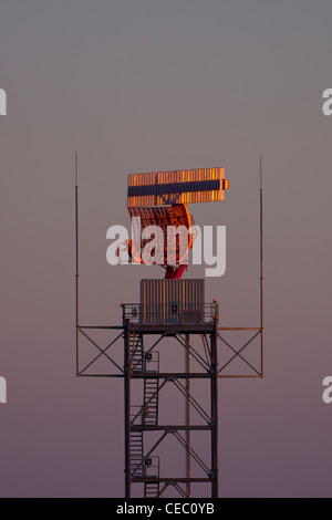 Air Traffic control radar beacon system at Oxford Airport at twilight ...